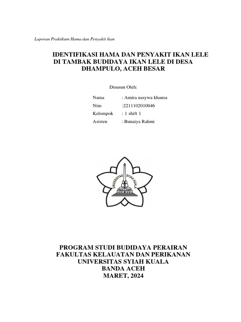 LAPORAN HAMA PENYAKIT IKAN LELE AMIRA NASYWA KHANSAhhhh | PDF ...