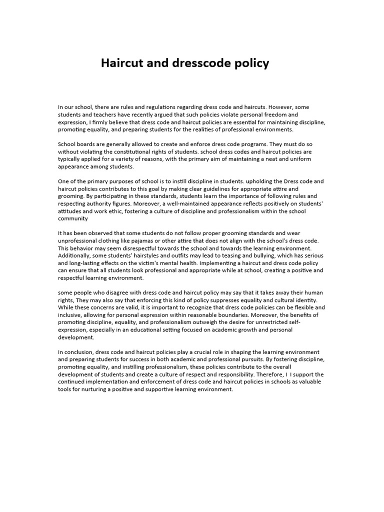 Importance of Haircut Policies in Schools | PDF | Disciplines | Hairstyle