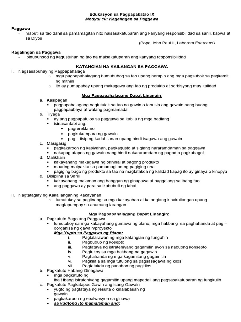 Kagalingan Sa Paggawa | PDF