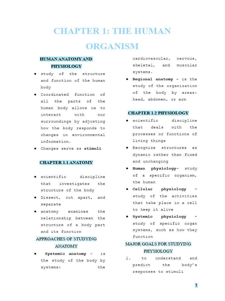 Chapter 1 - The Human Organism | PDF | Peritoneum | Abdomen