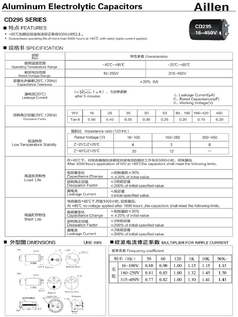 Aillen (Snap-In) CD295 Series | PDF