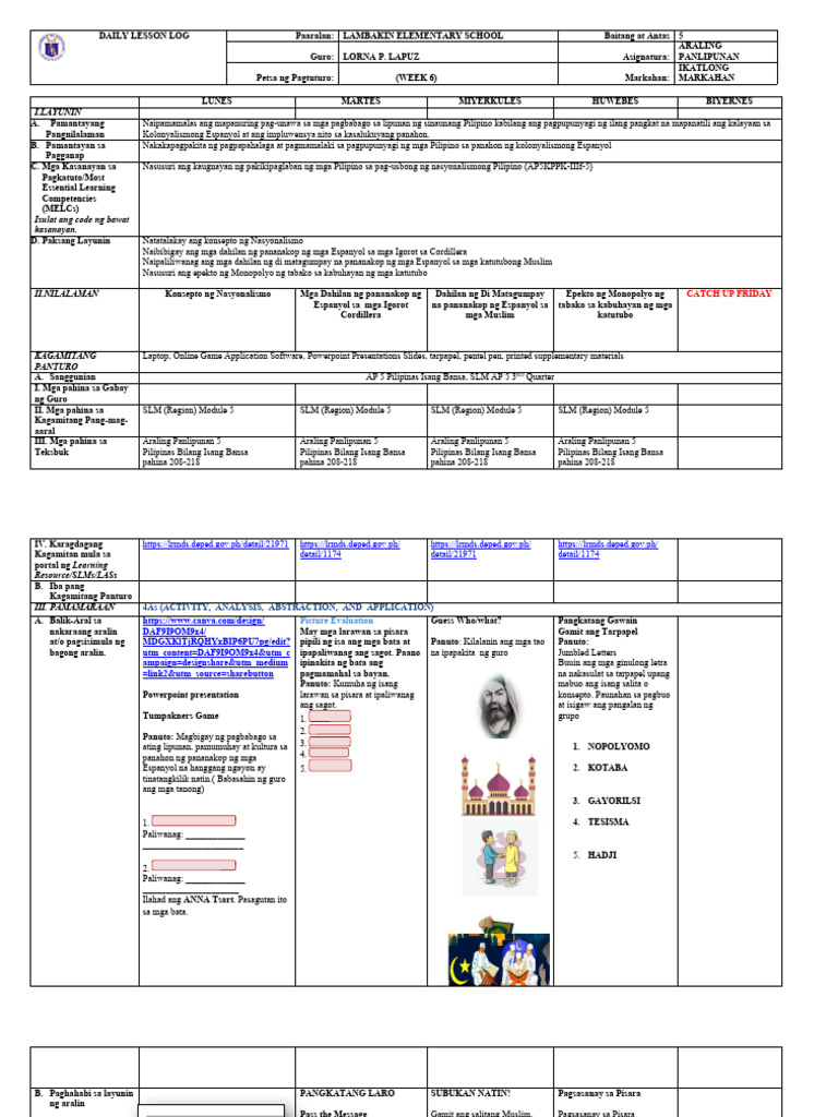 DLL Ap5 Week 6 | PDF