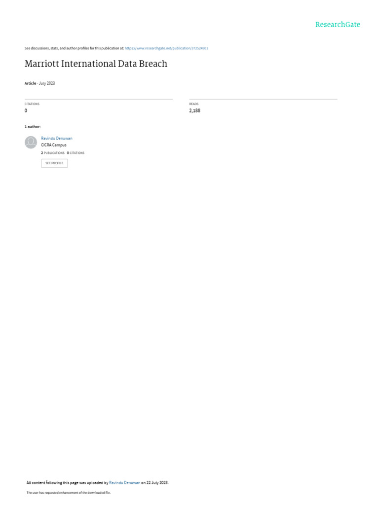 Marriott International Data Breach | PDF | Computer Security | Security