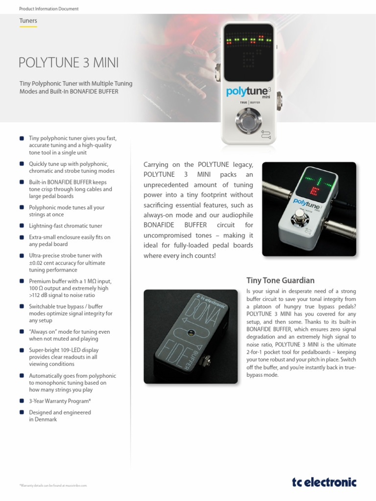 POLYTUNE 3 MINI: Compact Tuner & Buffer | PDF | Electronics | Sound ...