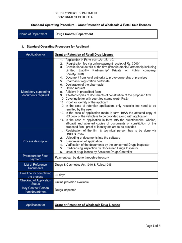 Standard-Operating-Procedure-Wholesale-retail Pharmacy | PDF
