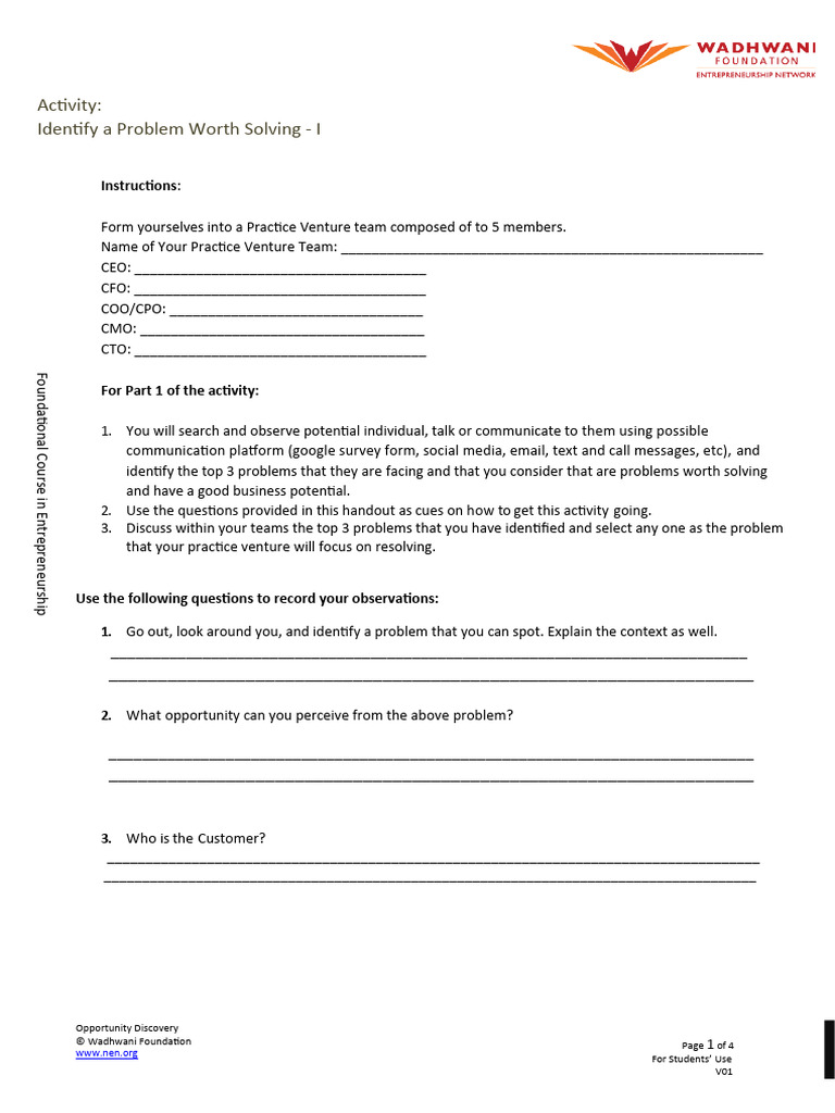 Identify A Problem Worth Solving - I | PDF | Human Communication ...