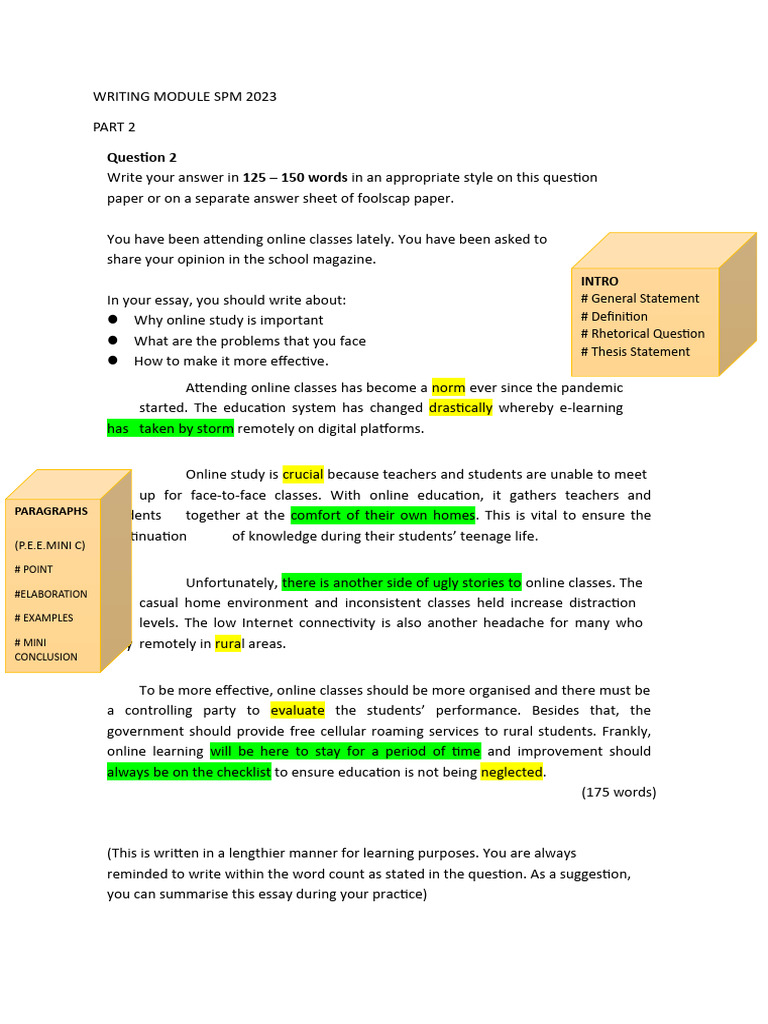 SPM Writing Module Part 2 2023 draft | PDF
