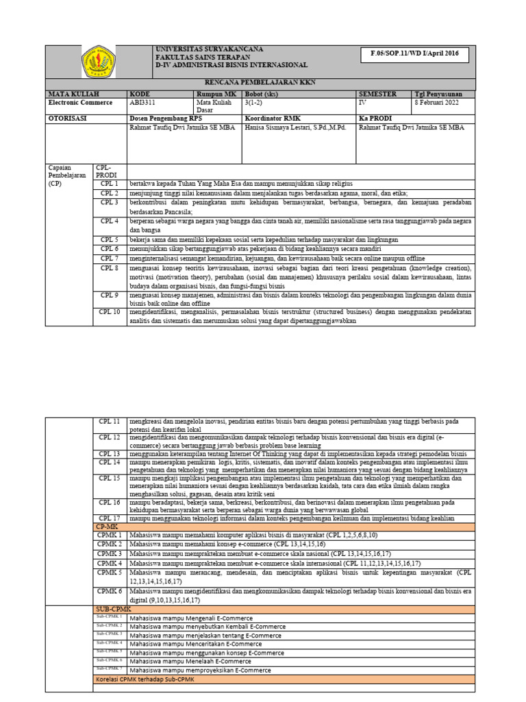 RPS E-Commerce - Rahmat Taufiq Dwi Jatmika - Faster UNSUR | PDF