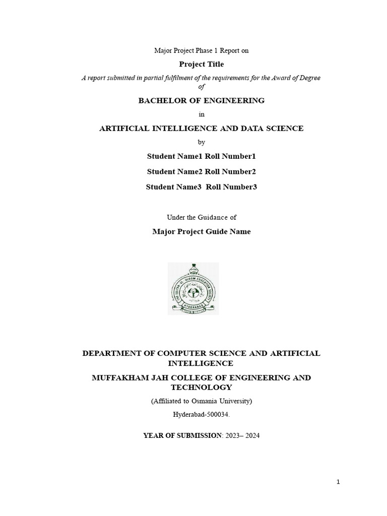 Major Project Phase 1 Report 2023-2024 | PDF | Feasibility Study ...