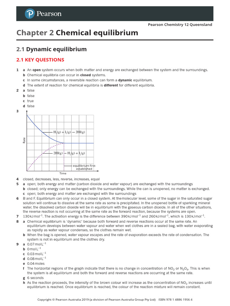 Pearson Ch2 Answers-1 | PDF | Reaction Rate | Chemical Equilibrium