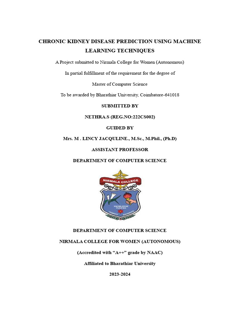 Chronic Kidney Disease Prediction Using Machine Learning Techniques (Documentation) | PDF ...