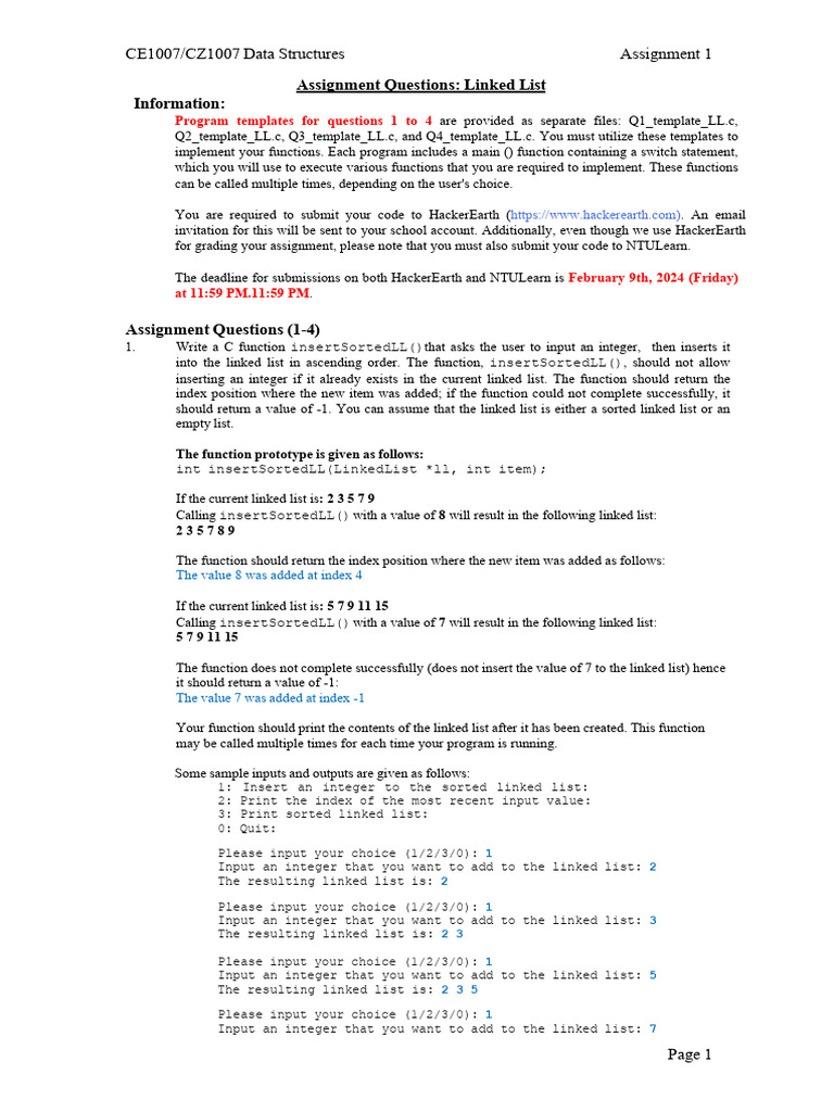 Linked List Assignment | PDF | Teaching Methods & Materials ... Linked List Assignment | PDF | Teaching Methods & Materials ...
