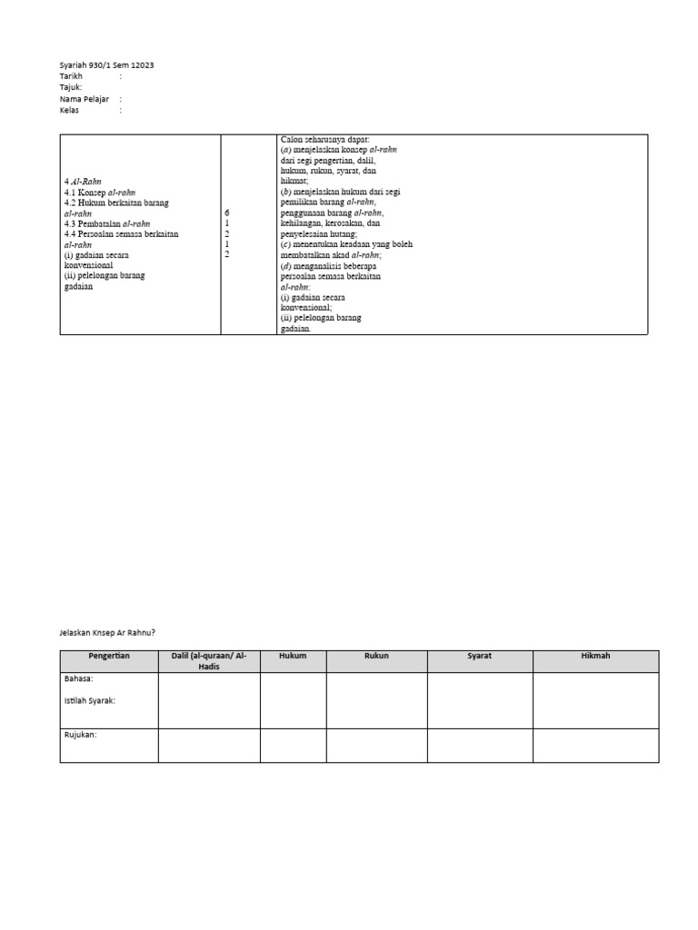 Baca Dan Nota Ar Rahnu | PDF