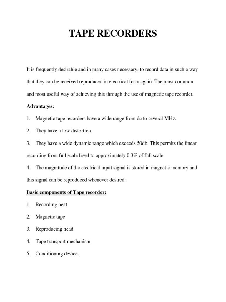 Tape Recorders | PDF | Science & Mathematics | Technology & Engineering