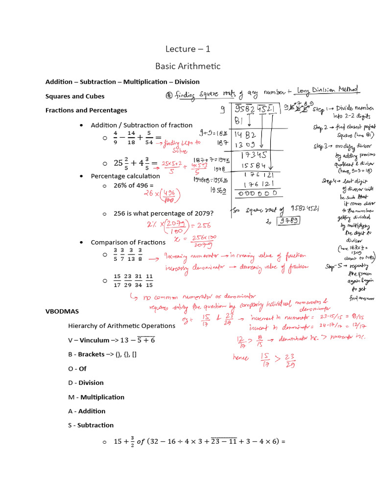 Basic Arithmetic Operations Overview | PDF