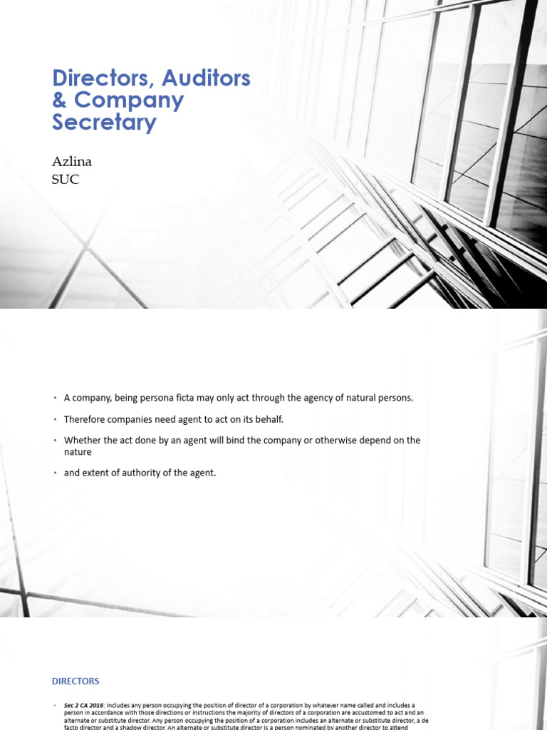 Directors, Auditors Company Secretary | Download Free PDF | Civil Law ...
