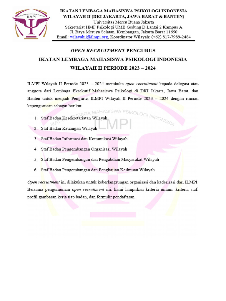 Prosedur Pendaftaran ILMPI Wilayah 2 | PDF | Karier & Perkembangan