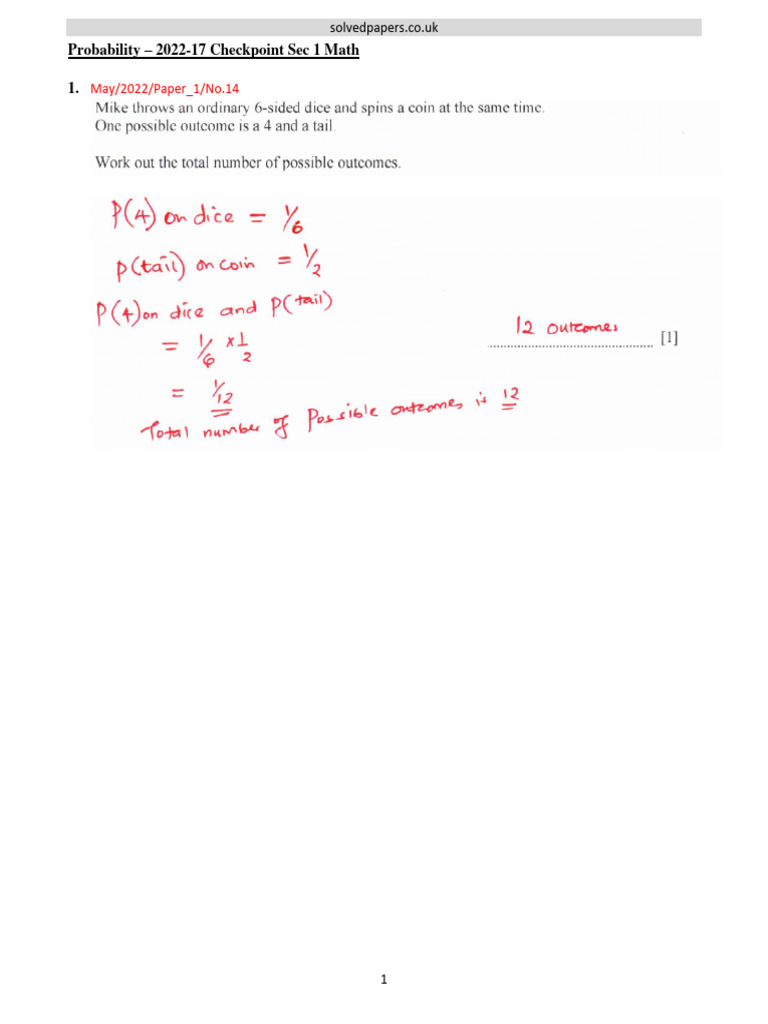 Probability Math Lower Secondary. | PDF