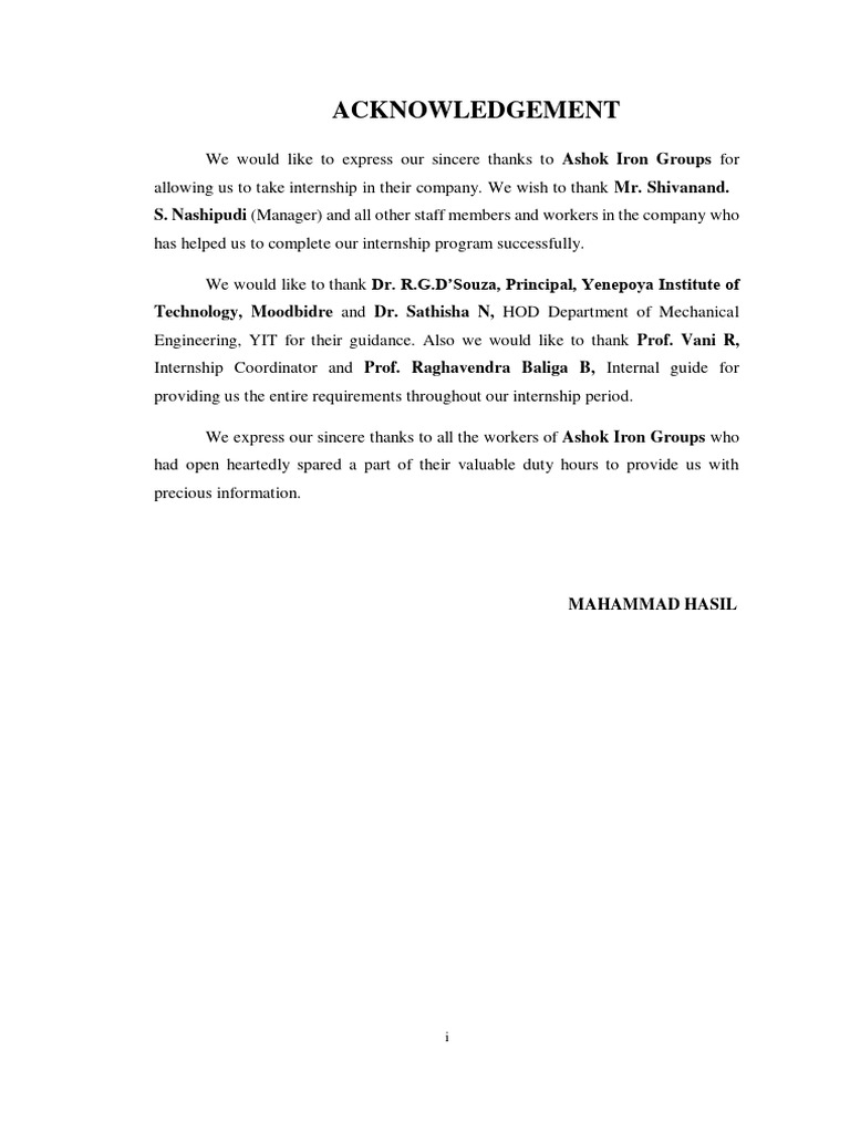 Acknowledgement - HSL MH | Download Free PDF | Machining | Industrial ...