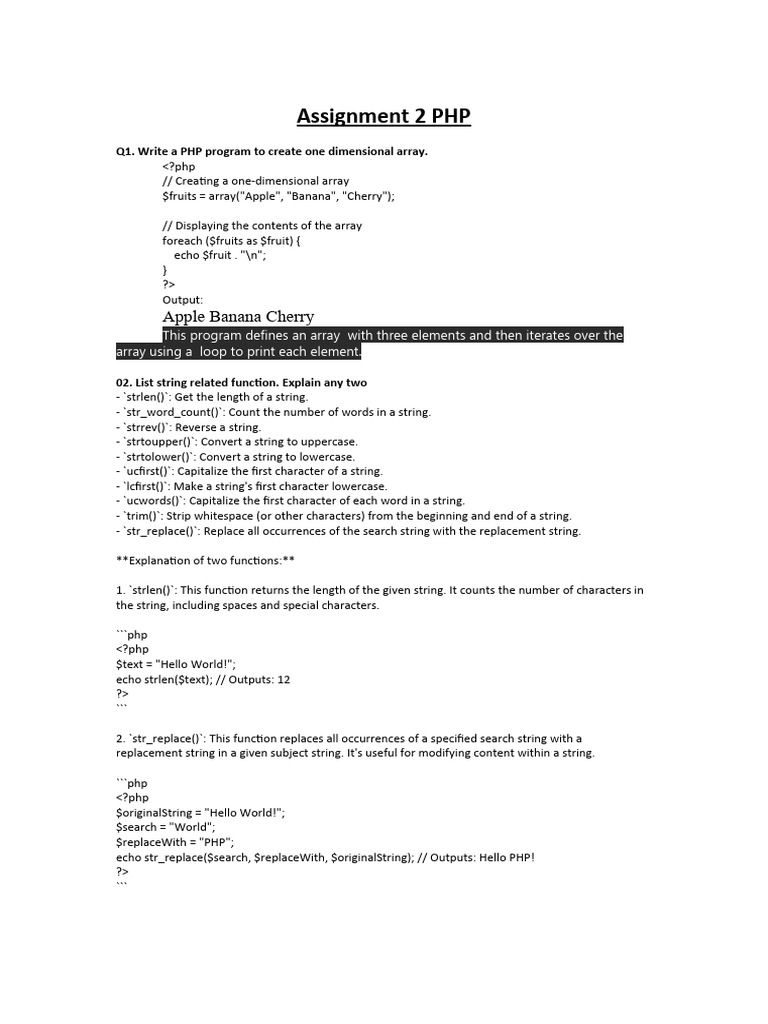 Assignment 2 PHP | PDF