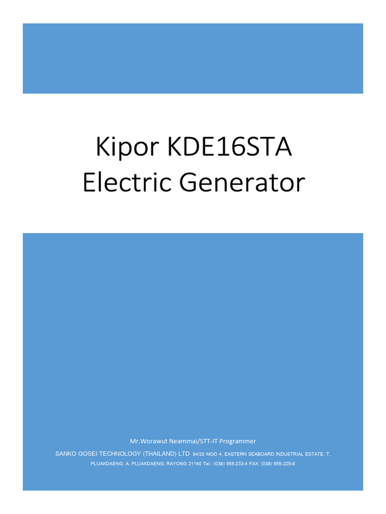 Kipor KDE16STA User Guide | PDF | Fax | Software Engineering