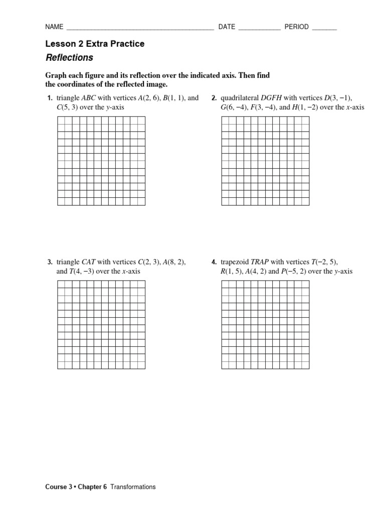Unit 5.2 - Reflections - Review Worksheet | PDF | Cartesian Coordinate ...