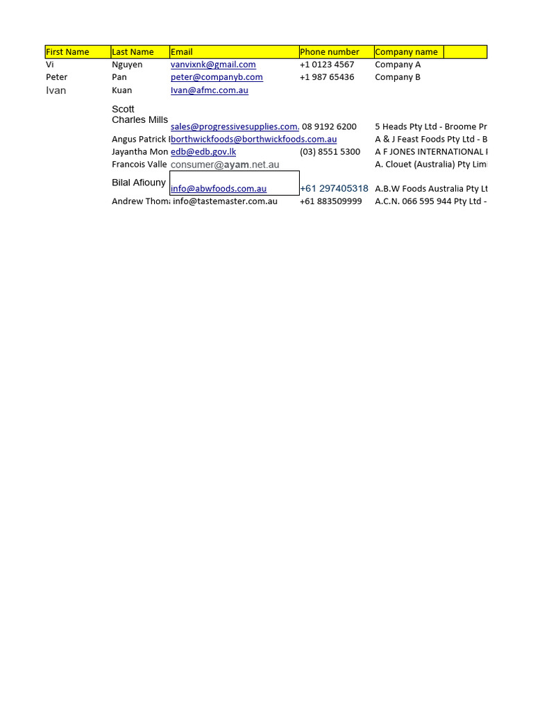 Contact Import Template | PDF