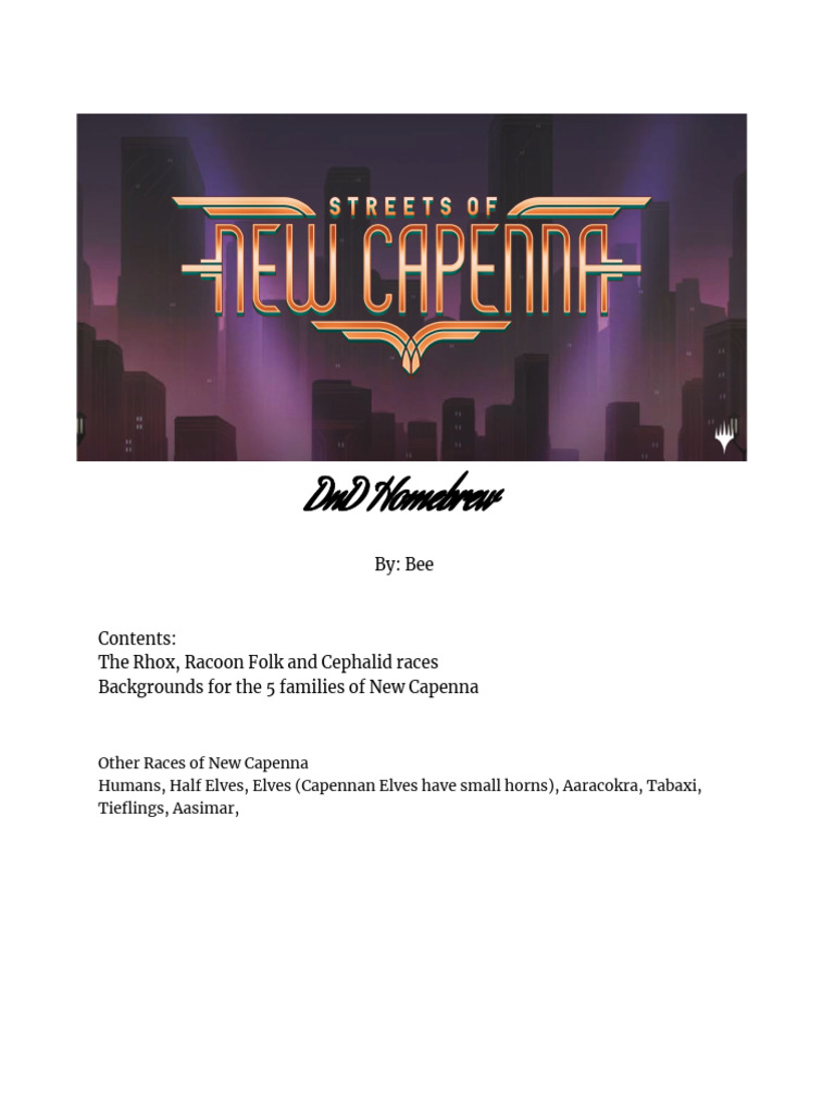 Streets of New Capenna DND Homebrew | PDF