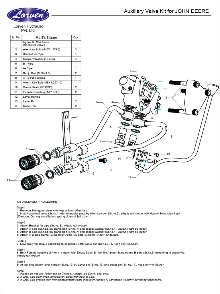 Auxiliary Valve Kit Assembly Guide | PDF | Pipe (Fluid Conveyance) | Screw