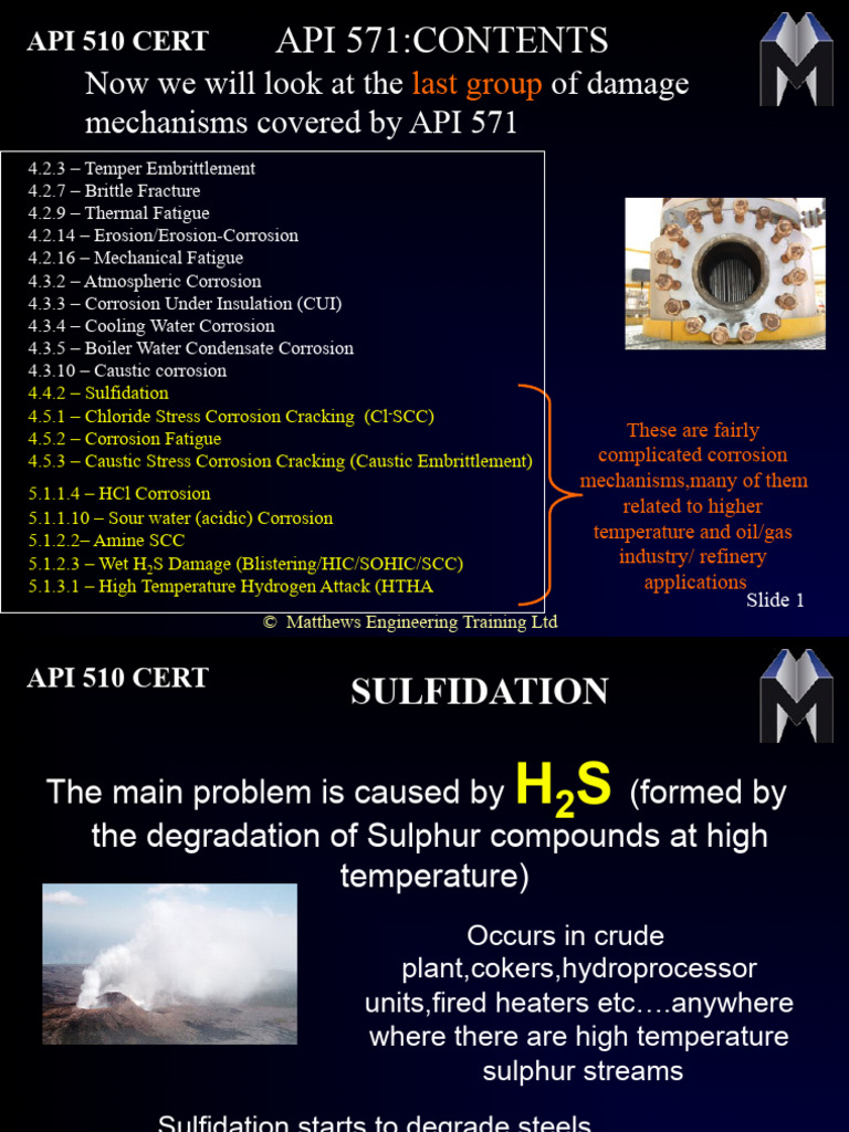 Now We Will Look at The of Damage Mechanisms Covered by API 571 | PDF | Corrosion | Fracture