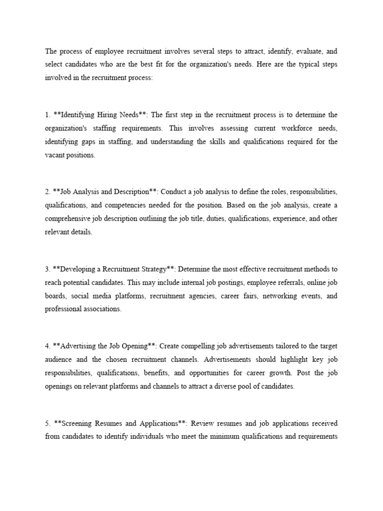 Employee Recruitment Process Steps | PDF | Recruitment | Organizational ...