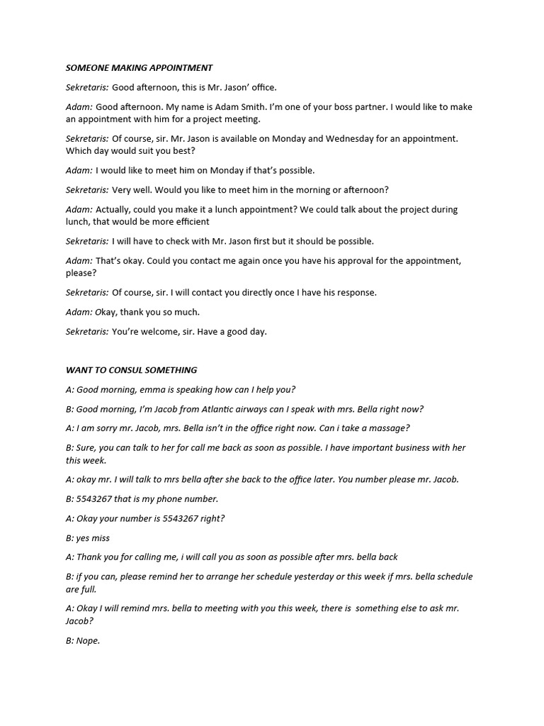 Someone Making Appointment | PDF