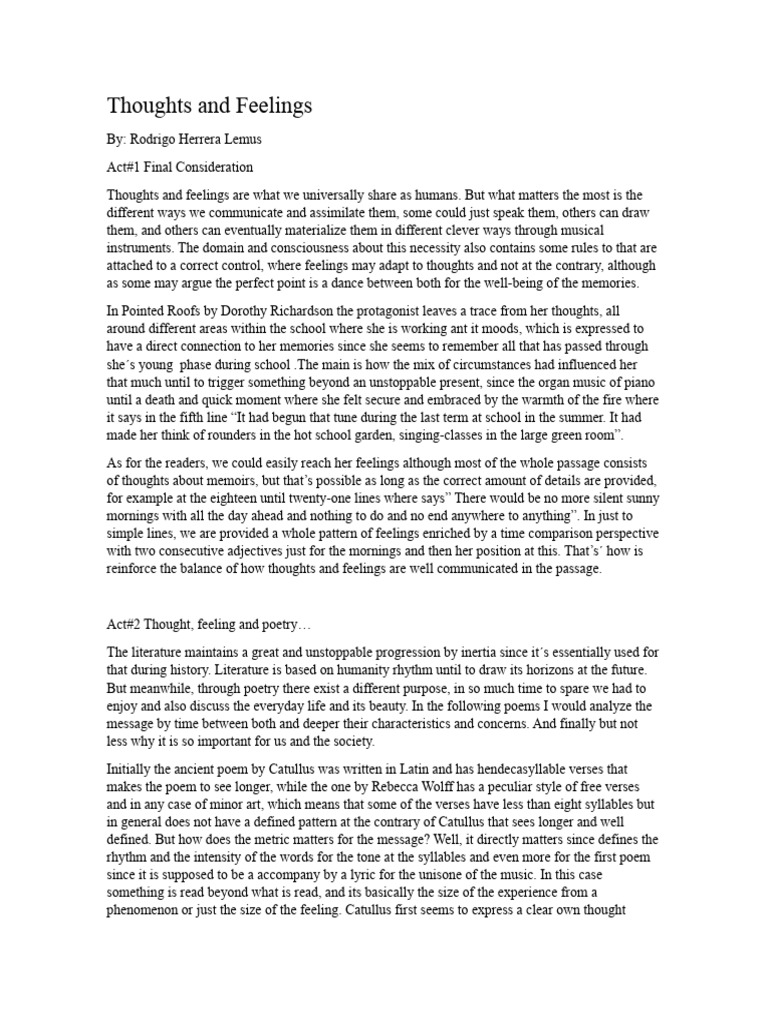 Thoughts and Feelings | PDF | Poetry | Thought