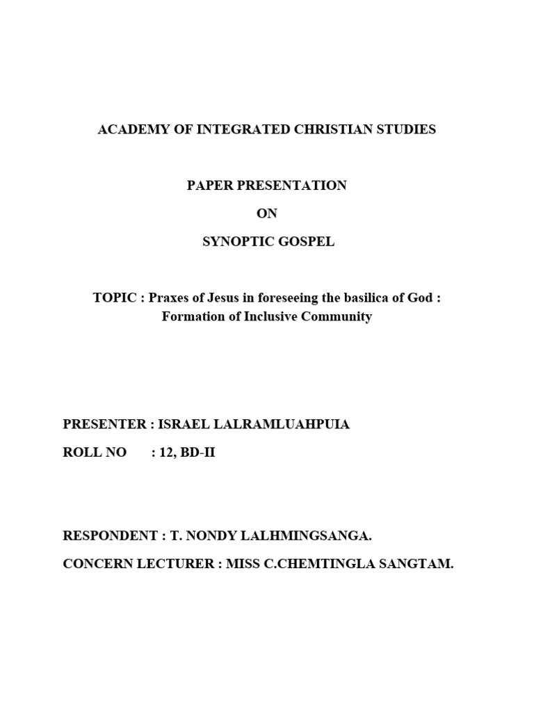 Synoptic Gospel | PDF | Jesus | Gospel Of Mark