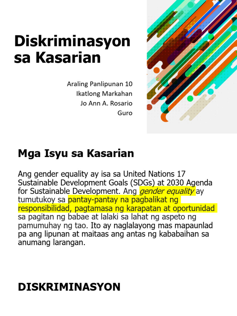 Diskriminasyon Sa Kasarian | PDF