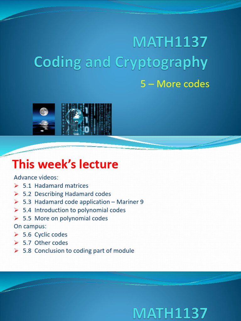 Hadamard, Polynomial, Cyclic Etc. Codes | PDF
