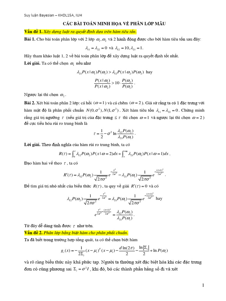 (Bayesian) Cac BT Ve Phan Lop | PDF