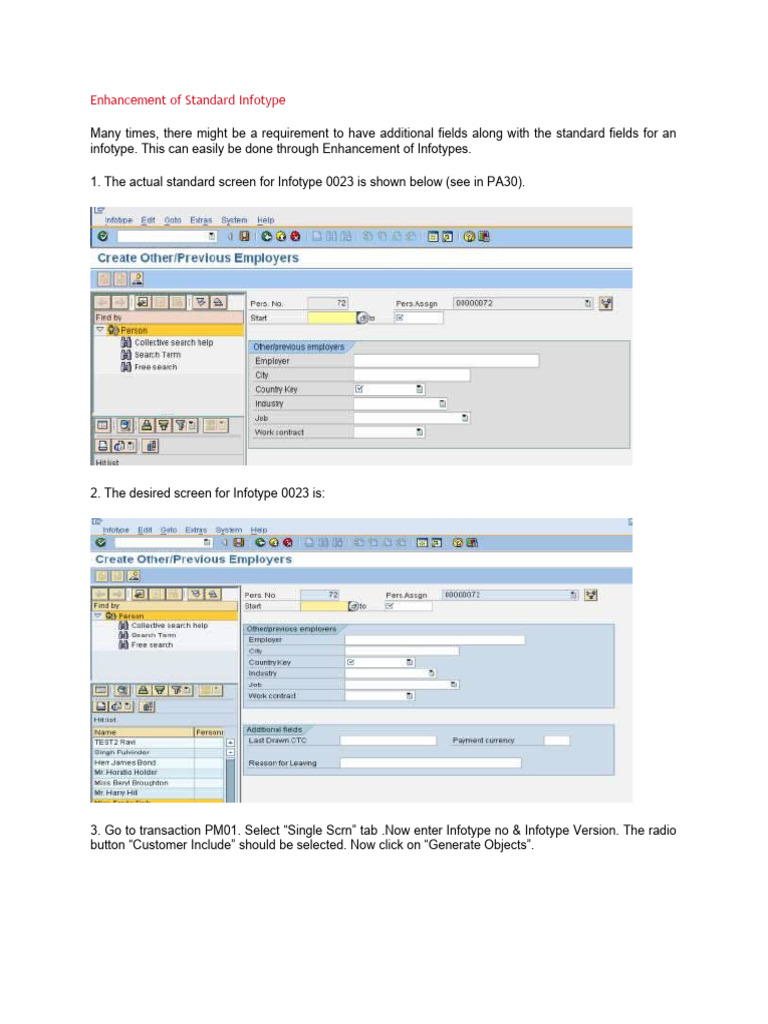 Enhancement of Standard Infotype | PDF