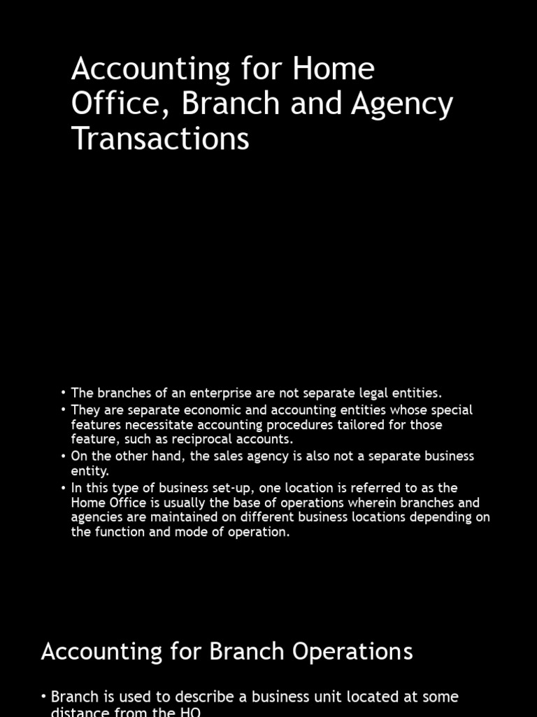 Accounting For Home Office, Branch and Agency | PDF | Debits And ...