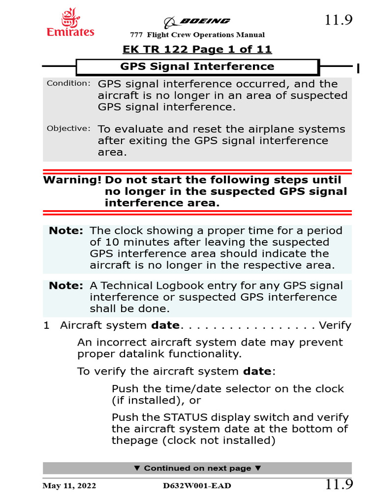 Uae B777 QRH 15 1658157414814 | PDF | Global Positioning System | Wireless