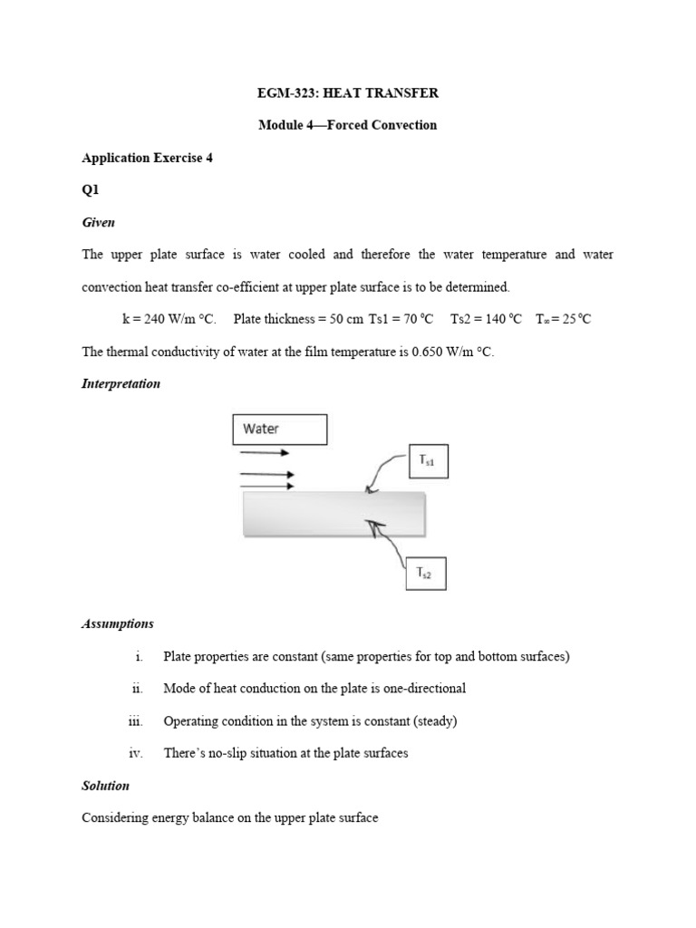 Egm-323: Heat Transfer Module 4-Forced Convection Application Exercise ...