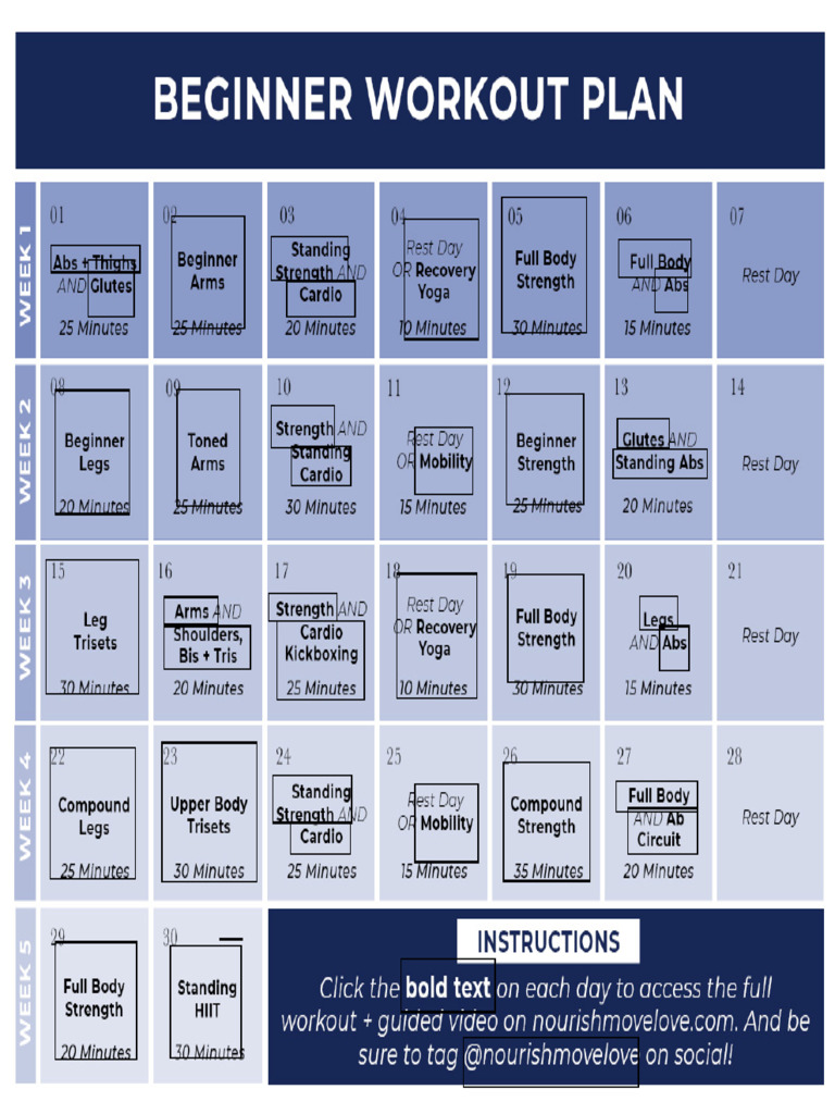 BeginnerWorkoutPlanCalendar 1 | PDF