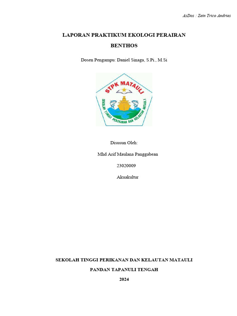 Laporan Praktikum Ekologi Benthos | PDF