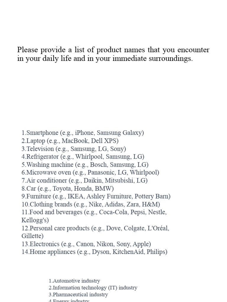 Everyday Product Names and Industries | PDF | Mass Production | Inventory