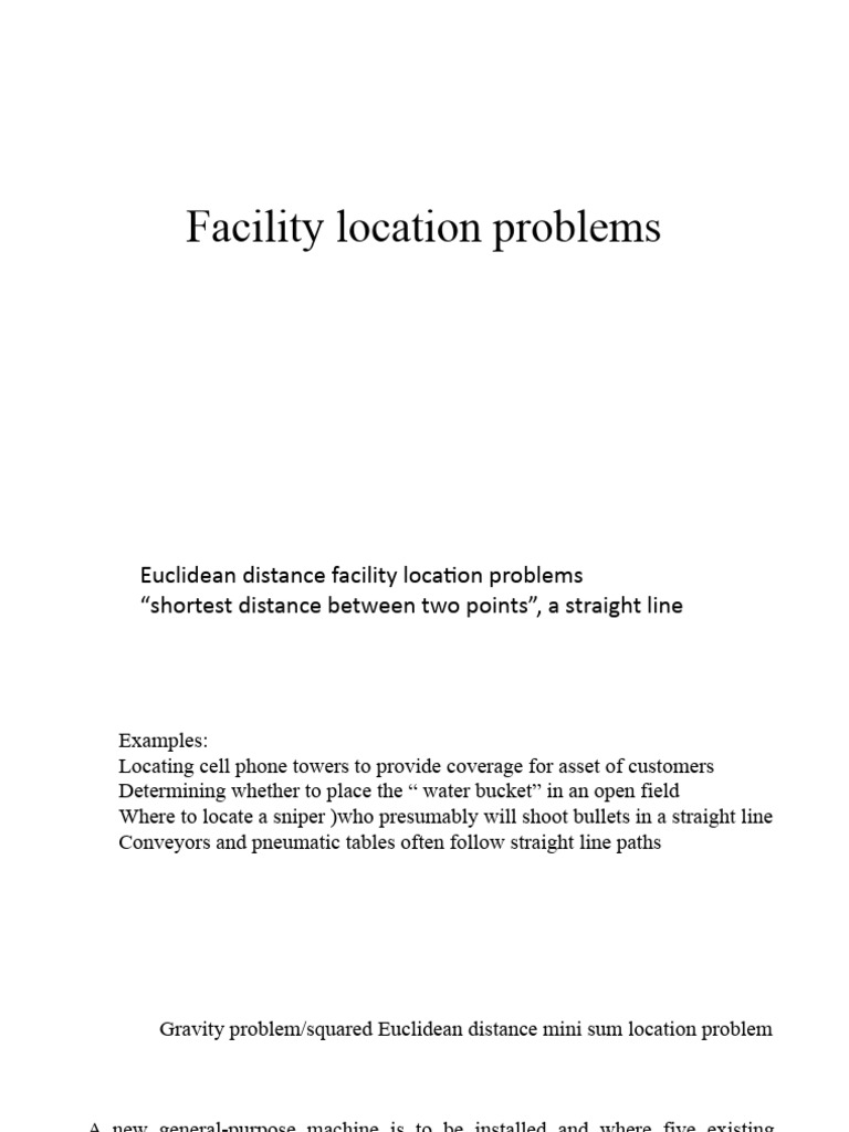 Single And Multi Facility Location Problems Pdf