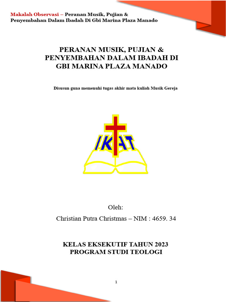 Peran Musik dalam Ibadah GBI Marina | PDF | Agama & Spiritualitas