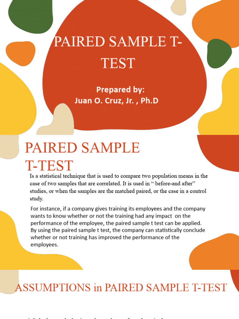 Testing The Diffrenece Between Two Means Paired Samples 1 | PDF ...
