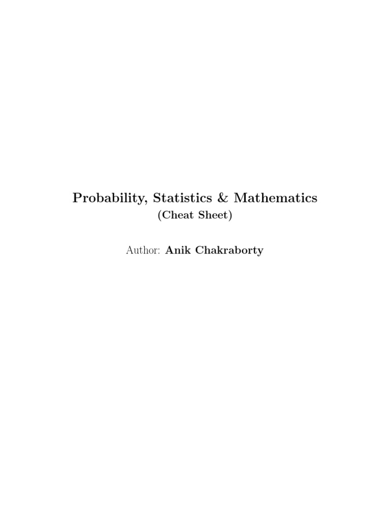 Cheat Sheet - JAM | PDF | Probability | Mathematical Concepts