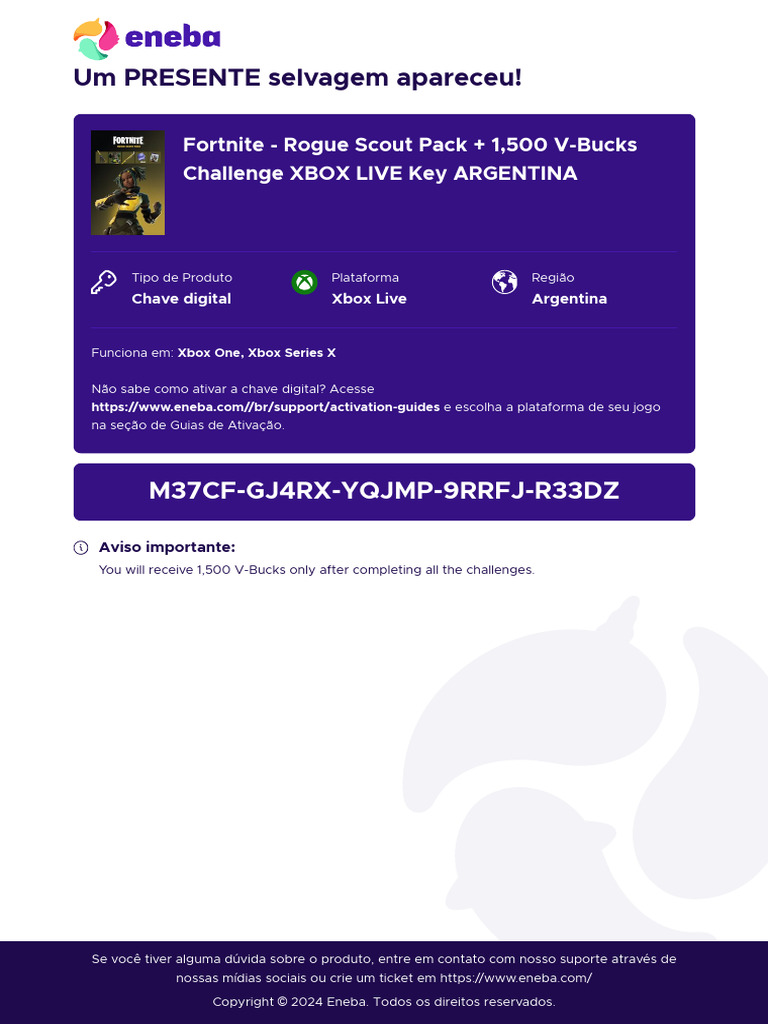 Fortnite - Rogue Scout Pack + 1,500 V-Bucks Challenge XBOX LIVE Key ...