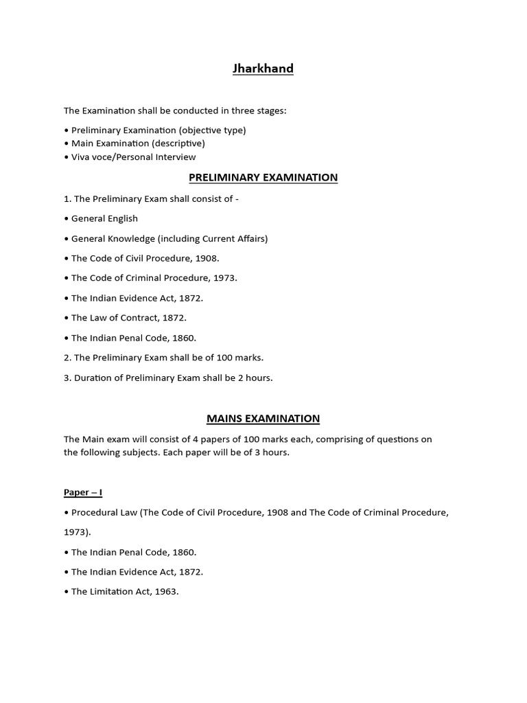 Jharkhand Judiciary Syllabus | PDF